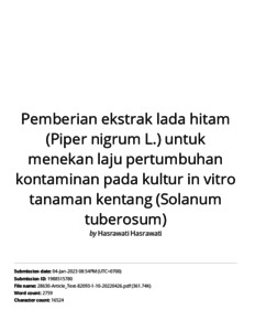 Pemberian Ekstrak Lada HItam (Piper nigrum L.) Untuk Menekan Laju ...